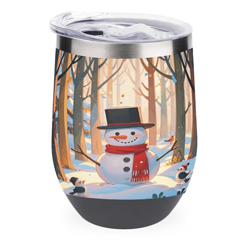 OPTKSNCU 304 Stainless Steel Insulated Cup with Lid, Snowman Christmas Print Durable, And Easy to Clean β Ideal for Home, Office, And Gift Giving