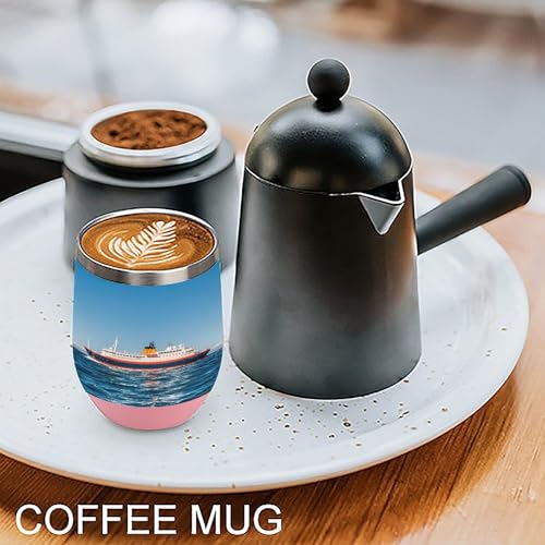 304 Stainless Steel Insulated Cup with Lid, Ocean Ship Print Durable, And Easy to Clean – Ideal for Home, Office, And Gift Giving