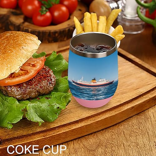 304 Stainless Steel Insulated Cup with Lid, Ocean Ship Print Durable, And Easy to Clean – Ideal for Home, Office, And Gift Giving