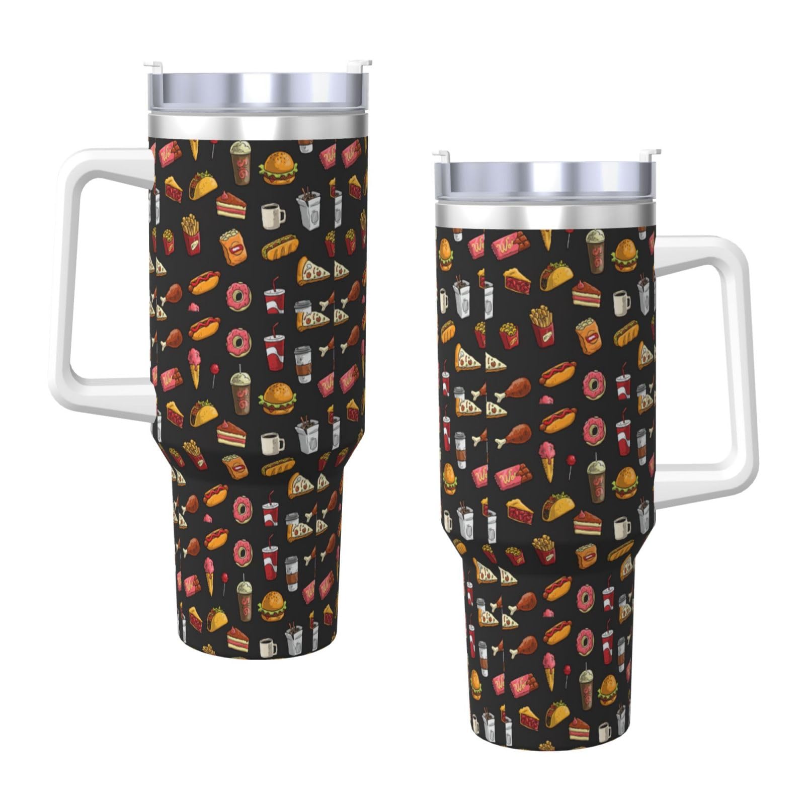 HULIBIN Chicken leg burger drink Print Double Deck Stainless Steel Travel Coffee Cup With Lid 40 Oz Ice Bully Cup