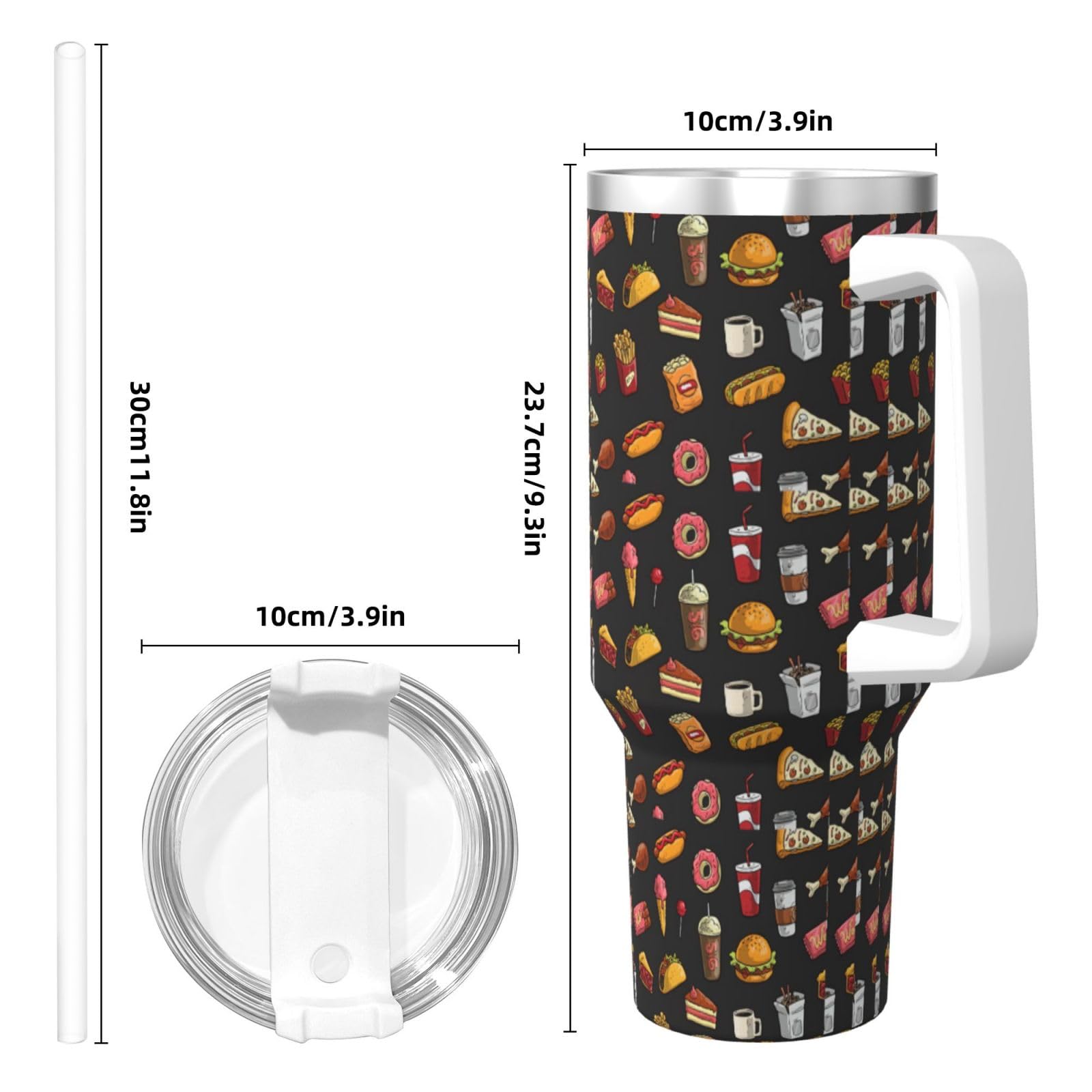 HULIBIN Chicken leg burger drink Print Double Deck Stainless Steel Travel Coffee Cup With Lid 40 Oz Ice Bully Cup