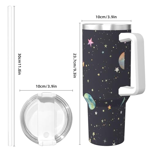 HULIBIN Galaxy.. Print Double Deck Stainless Steel Travel Coffee Cup With Lid 40 Oz Ice Bully Cup