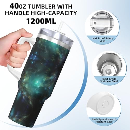 HULIBIN Galaxy Background Print Double Deck Stainless Steel Travel Coffee Cup With Lid 40 Oz Ice Bully Cup