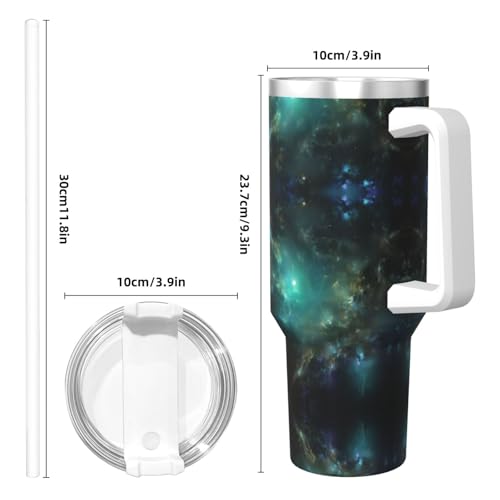 HULIBIN Galaxy Background Print Double Deck Stainless Steel Travel Coffee Cup With Lid 40 Oz Ice Bully Cup