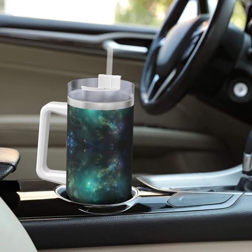 HULIBIN Galaxy Background Print Double Deck Stainless Steel Travel Coffee Cup With Lid 40 Oz Ice Bully Cup
