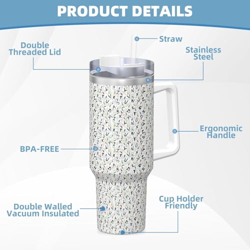 HULIBIN Stripe and Light Print Double Deck Stainless Steel Travel Coffee Cup With Lid 40 Oz Ice Bully Cup
