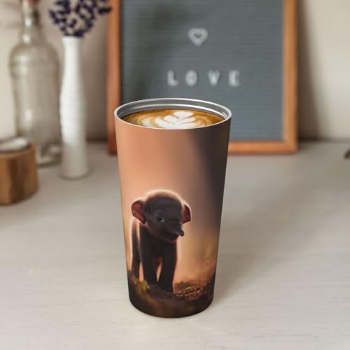WANGXUEE African Elephant Print 500ml Stainless Steel Travel Tumbler Double Wall Vacuum Insulated Coffee Mug