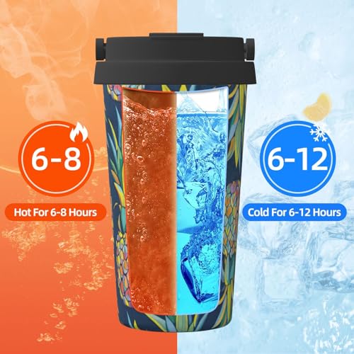 WANGXUEE Tropical Fruit Pineapple Print 500ml Stainless Steel Travel Tumbler Double Wall Vacuum Insulated Coffee Mug