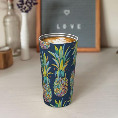 WANGXUEE Tropical Fruit Pineapple Print 500ml Stainless Steel Travel Tumbler Double Wall Vacuum Insulated Coffee Mug