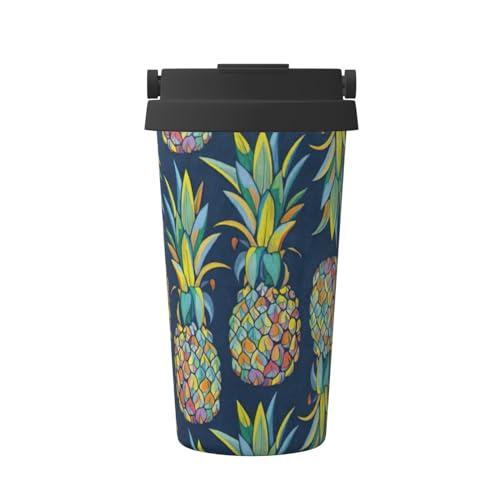 WANGXUEE Tropical Fruit Pineapple Print 500ml Stainless Steel Travel Tumbler Double Wall Vacuum Insulated Coffee Mug