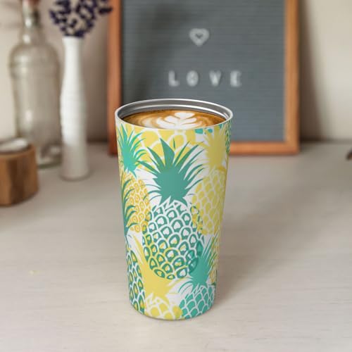 WANGXUEE Tropical Pineapple Print 500ml Stainless Steel Travel Tumbler Double Wall Vacuum Insulated Coffee Mug