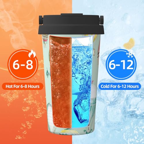 WANGXUEE Cartoon Balloon Print 500ml Stainless Steel Travel Tumbler Double Wall Vacuum Insulated Coffee Mug