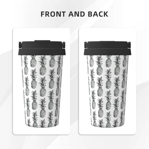 WANGXUEE Tropical Theme Pineapple Fruit Pattern Print 500ml Stainless Steel Travel Tumbler Double Wall Vacuum Insulated Coffee Mug