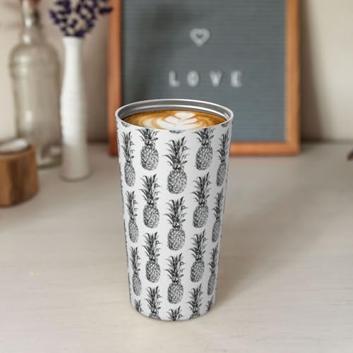 WANGXUEE Tropical Theme Pineapple Fruit Pattern Print 500ml Stainless Steel Travel Tumbler Double Wall Vacuum Insulated Coffee Mug