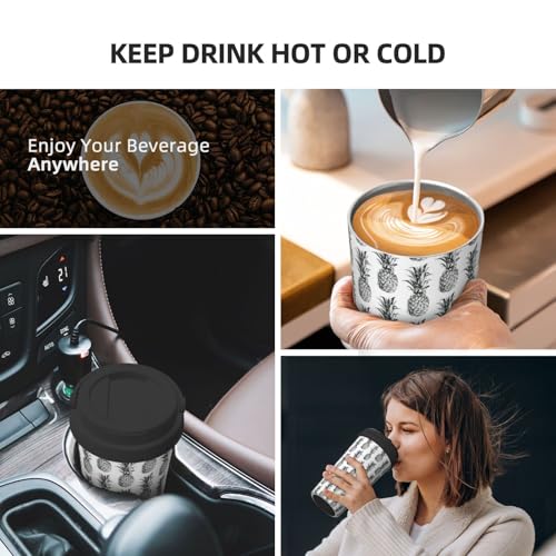 WANGXUEE Tropical Theme Pineapple Fruit Pattern Print 500ml Stainless Steel Travel Tumbler Double Wall Vacuum Insulated Coffee Mug
