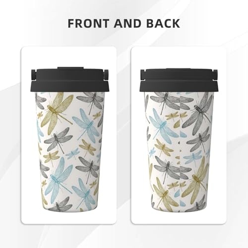 WANGXUEE simple dragonfly Print 500ml Stainless Steel Travel Tumbler Double Wall Vacuum Insulated Coffee Mug