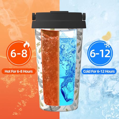 WANGXUEE simple dragonfly Print 500ml Stainless Steel Travel Tumbler Double Wall Vacuum Insulated Coffee Mug