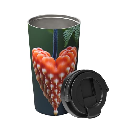 WANGXUEE Heart Shaped Flower Print 500ml Stainless Steel Travel Tumbler Double Wall Vacuum Insulated Coffee Mug