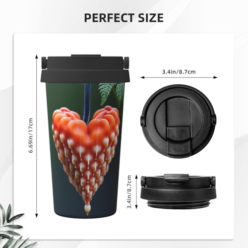 WANGXUEE Heart Shaped Flower Print 500ml Stainless Steel Travel Tumbler Double Wall Vacuum Insulated Coffee Mug