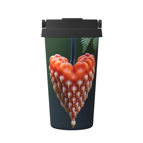 WANGXUEE Heart Shaped Flower Print 500ml Stainless Steel Travel Tumbler Double Wall Vacuum Insulated Coffee Mug