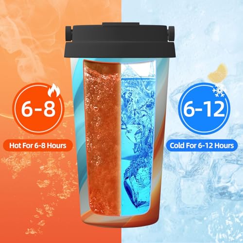 WANGXUEE Abstract Circle Swirl Print 500ml Stainless Steel Travel Tumbler Double Wall Vacuum Insulated Coffee Mug