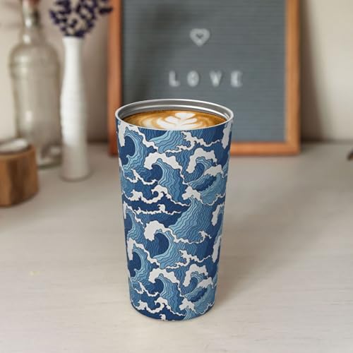 WANGXUEE Stormy Sea Print 500ml Stainless Steel Travel Tumbler Double Wall Vacuum Insulated Coffee Mug