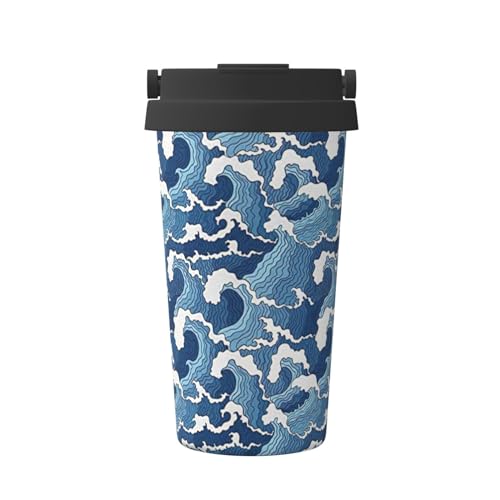 WANGXUEE Stormy Sea Print 500ml Stainless Steel Travel Tumbler Double Wall Vacuum Insulated Coffee Mug