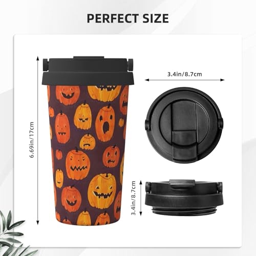 WANGXUEE Halloween Pumpkin1 Print 500ml Stainless Steel Travel Tumbler Double Wall Vacuum Insulated Coffee Mug