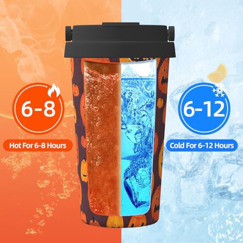 WANGXUEE Halloween Pumpkin1 Print 500ml Stainless Steel Travel Tumbler Double Wall Vacuum Insulated Coffee Mug