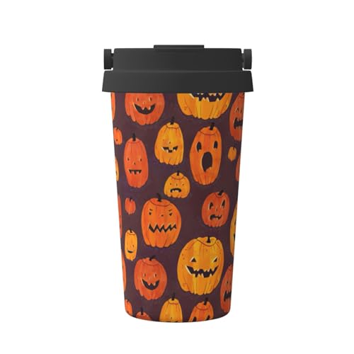 WANGXUEE Halloween Pumpkin1 Print 500ml Stainless Steel Travel Tumbler Double Wall Vacuum Insulated Coffee Mug
