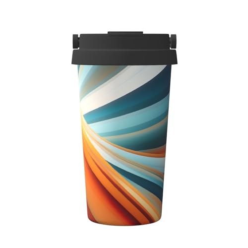 WANGXUEE Striped Print 500ml Stainless Steel Travel Tumbler Double Wall Vacuum Insulated Coffee Mug