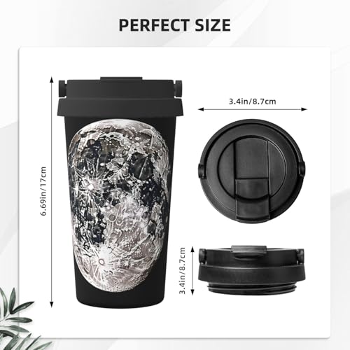 WANGXUEE Night Sky Full Moon Print 500ml Stainless Steel Travel Tumbler Double Wall Vacuum Insulated Coffee Mug