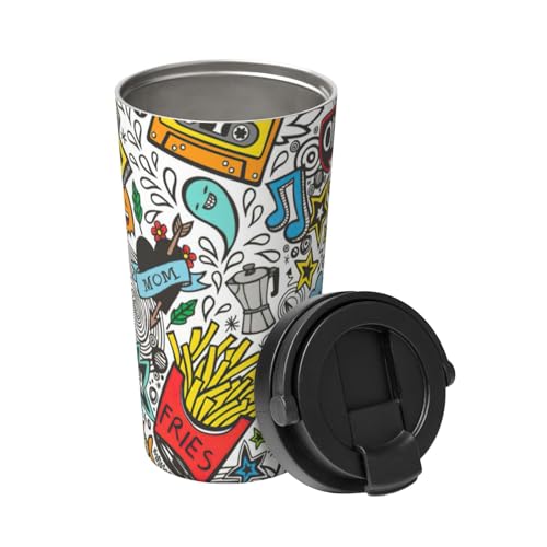 WANGXUEE comic art Print 500ml Stainless Steel Travel Tumbler Double Wall Vacuum Insulated Coffee Mug