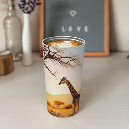 WANGXUEE Africa Giraffe Majestic Tree Print 500ml Stainless Steel Travel Tumbler Double Wall Vacuum Insulated Coffee Mug