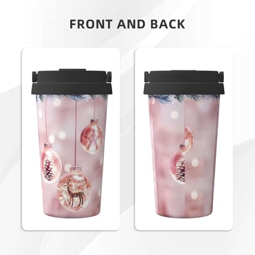 WANGXUEE Red Christmas Ball Print 500ml Stainless Steel Travel Tumbler Double Wall Vacuum Insulated Coffee Mug