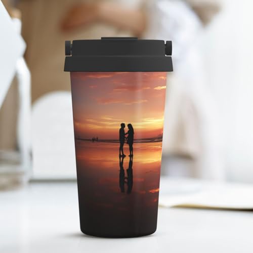 WANGXUEE Romantic Love Print 500ml Stainless Steel Travel Tumbler Double Wall Vacuum Insulated Coffee Mug