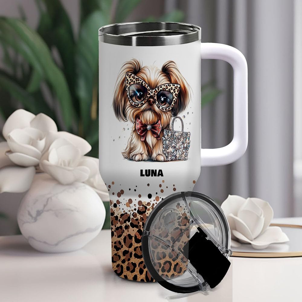 Personalized Dog Tumber with Lhasa Apso Dog’s Name – Custom Cup for Dog Moms, Ideal Gift for Mother's Day, Birthdays & Christmas, Ceramic Tumber, 40oz h0wntz