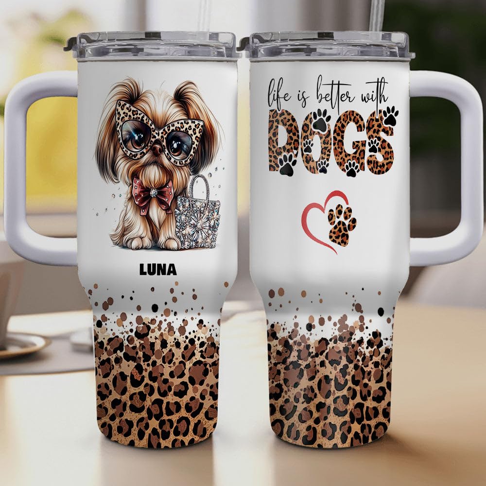 Personalized Dog Tumber with Lhasa Apso Dog’s Name – Custom Cup for Dog Moms, Ideal Gift for Mother's Day, Birthdays & Christmas, Ceramic Tumber, 40oz h0wntz