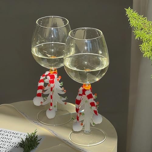 Ywmsfl 3D Drinking Glass Cup With Christmas Tree Figurine Inside Stemless Glass For Wine Water Milk Goblet-Drinking Glass Cup