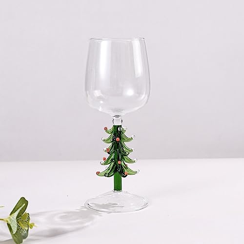 Ywmsfl 3D Drinking Glass Cup With Christmas Tree Figurine Inside Stemless Glass For Wine Water Milk Goblet-Drinking Glass Cup