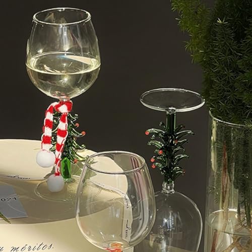 Ywmsfl 3D Drinking Glass Cup With Christmas Tree Figurine Inside Stemless Glass For Wine Water Milk Goblet-Drinking Glass Cup