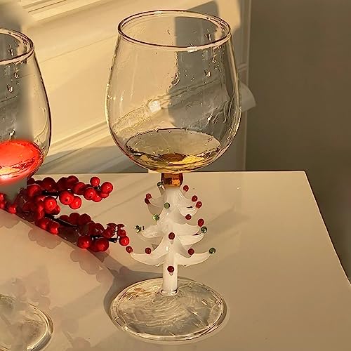 Ywmsfl 3D Drinking Glass Cup With Christmas Tree Figurine Inside Stemless Glass For Wine Water Milk Goblet-Drinking Glass Cup
