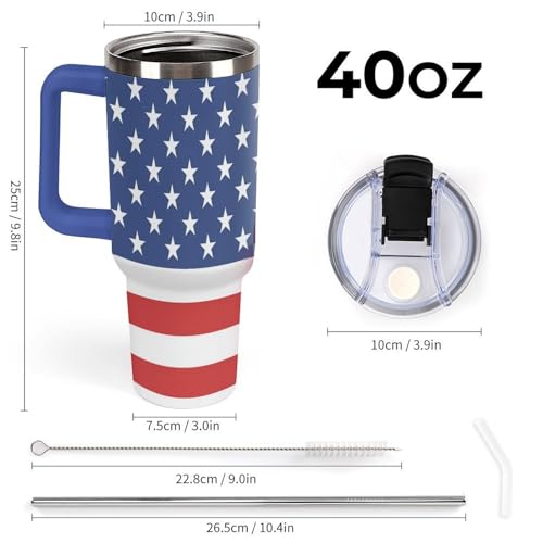 U.S.A Greenland Flag 40oz Water Bottle Double Wall Insulated Tumbler with Handle Leakproof Travel Mug Deep Blue-style