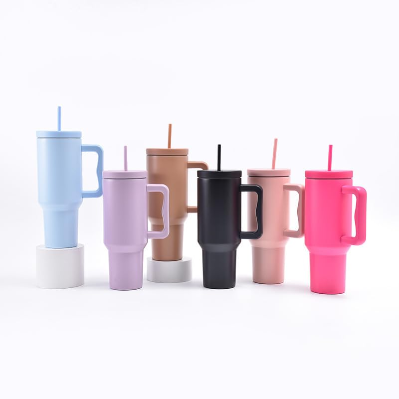 MEILING MALL 40 oz Travel Tumbler, Leak-Proof Insulated Stainless Steel Cup with Handle & Straw
