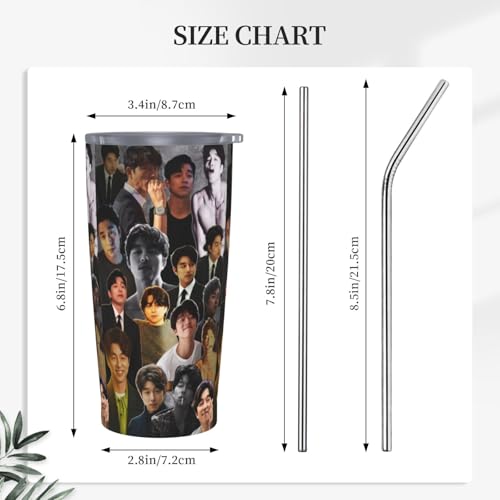 OAEWRE Gong Actors Yoo Stainless Steel Mug Insulated Tumbler Coffee Mugs with Lids and Straw Double Wall Vacuum Cup 20oz