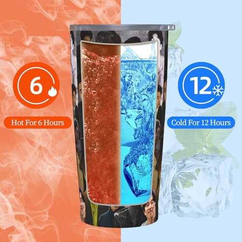 OAEWRE Gong Actors Yoo Stainless Steel Mug Insulated Tumbler Coffee Mugs with Lids and Straw Double Wall Vacuum Cup 20oz