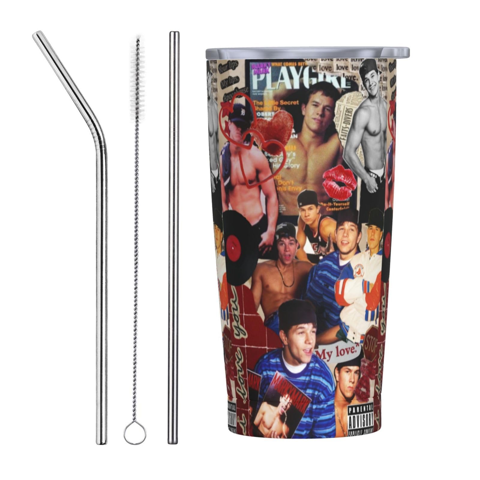 OAEWRE Mark Actors Wahlberg Stainless Steel Mug Insulated Tumbler Coffee Mugs with Lids and Straw Double Wall Vacuum Cup 20oz