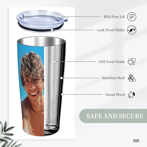 OAEWRE Gavin Actors Casalegno Stainless Steel Mug Insulated Tumbler Coffee Mugs with Lids and Straw Double Wall Vacuum Cup 20oz