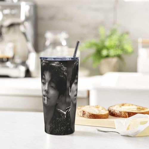 OAEWRE Gong Actors Yoo Stainless Steel Mug Insulated Tumbler Coffee Mugs with Lids and Straw Double Wall Vacuum Cup 20oz