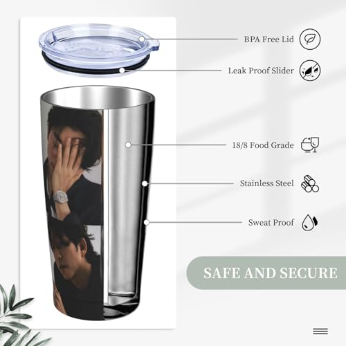 OAEWRE Gong Actors Yoo Stainless Steel Mug Insulated Tumbler Coffee Mugs with Lids and Straw Double Wall Vacuum Cup 20oz